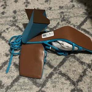 Shoes | Bright Blue Strappy Block Heeled Sandals | Poshmark